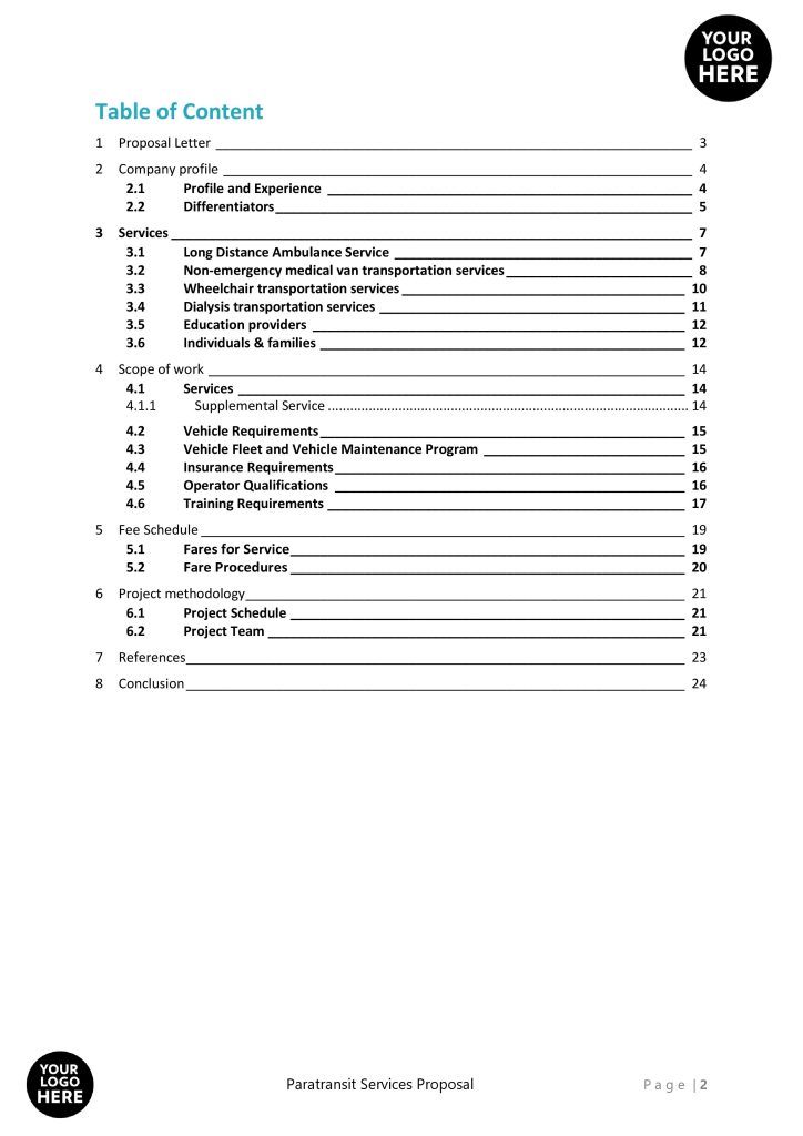 Paratransit Services Business Proposal Template - RFPLY