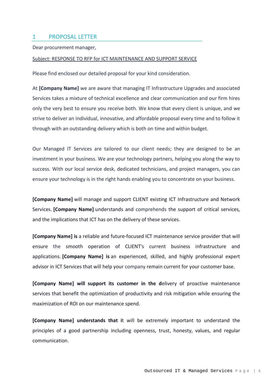 ICT & Support Services Proposal Template - RFPLY - Proposal Templates