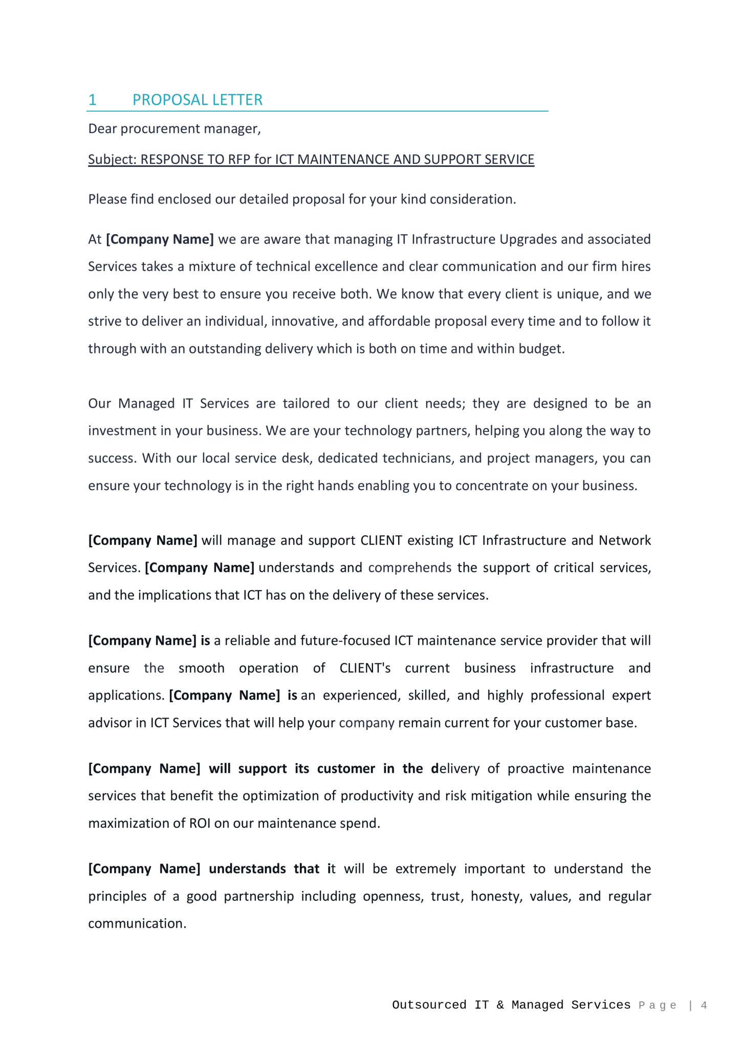 ICT & Support Services Proposal Template - RFPLY - Proposal Templates