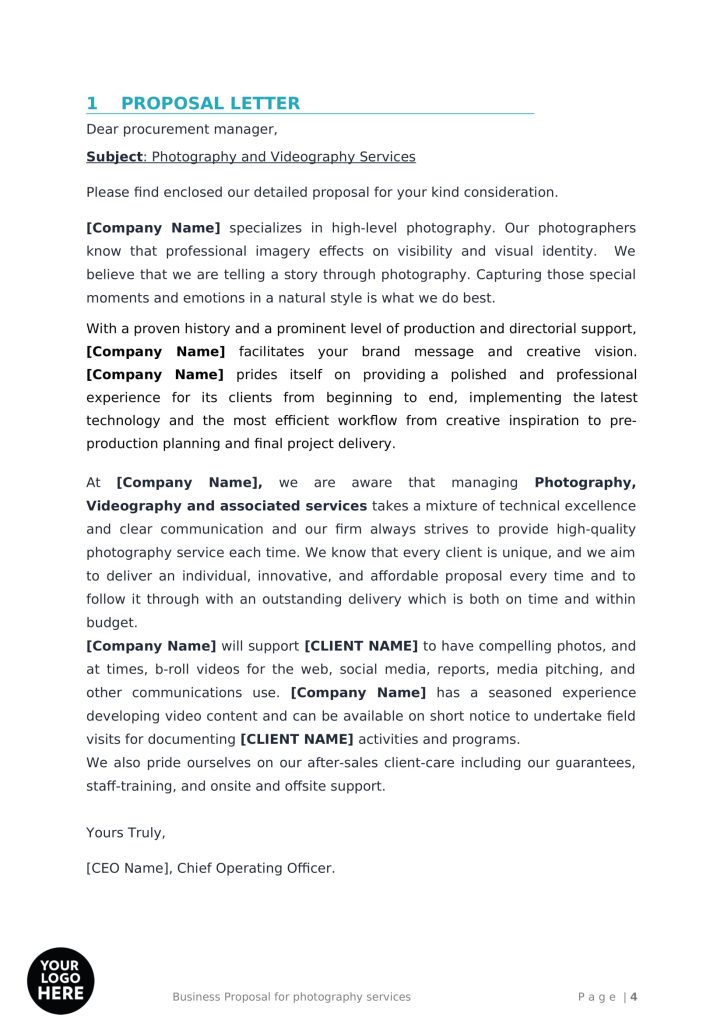 Photography Services Proposal Template - RFPLY