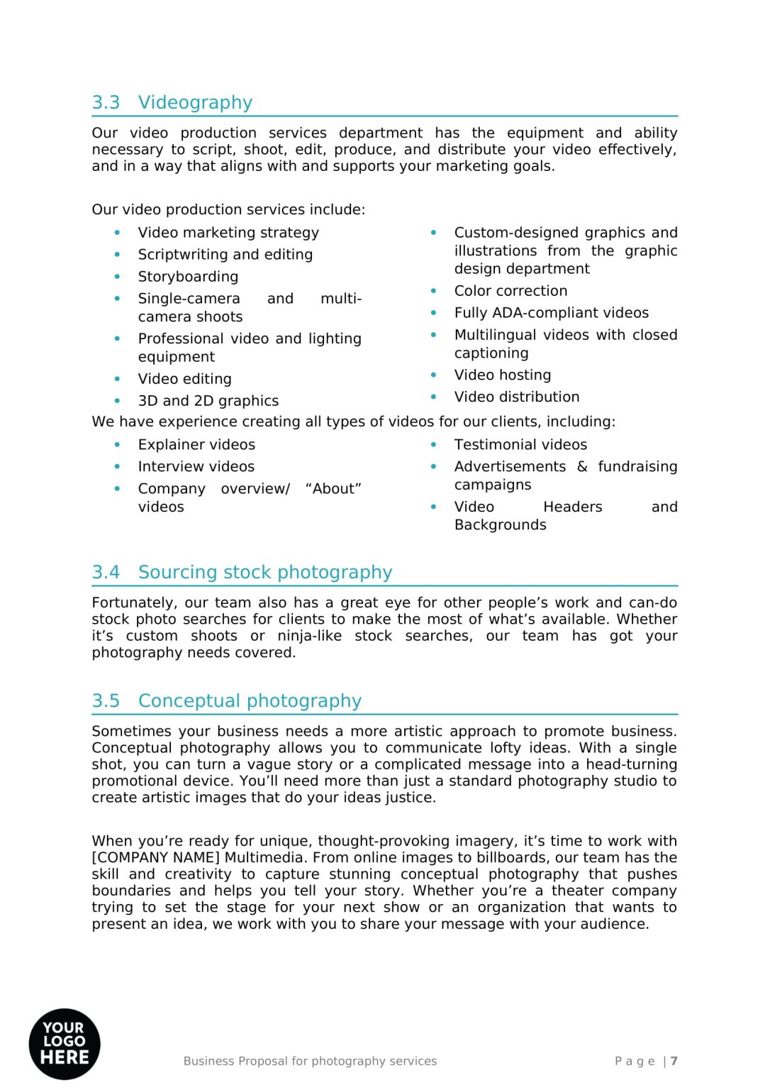 Photography Services Proposal Template - RFPLY - Proposal Templates