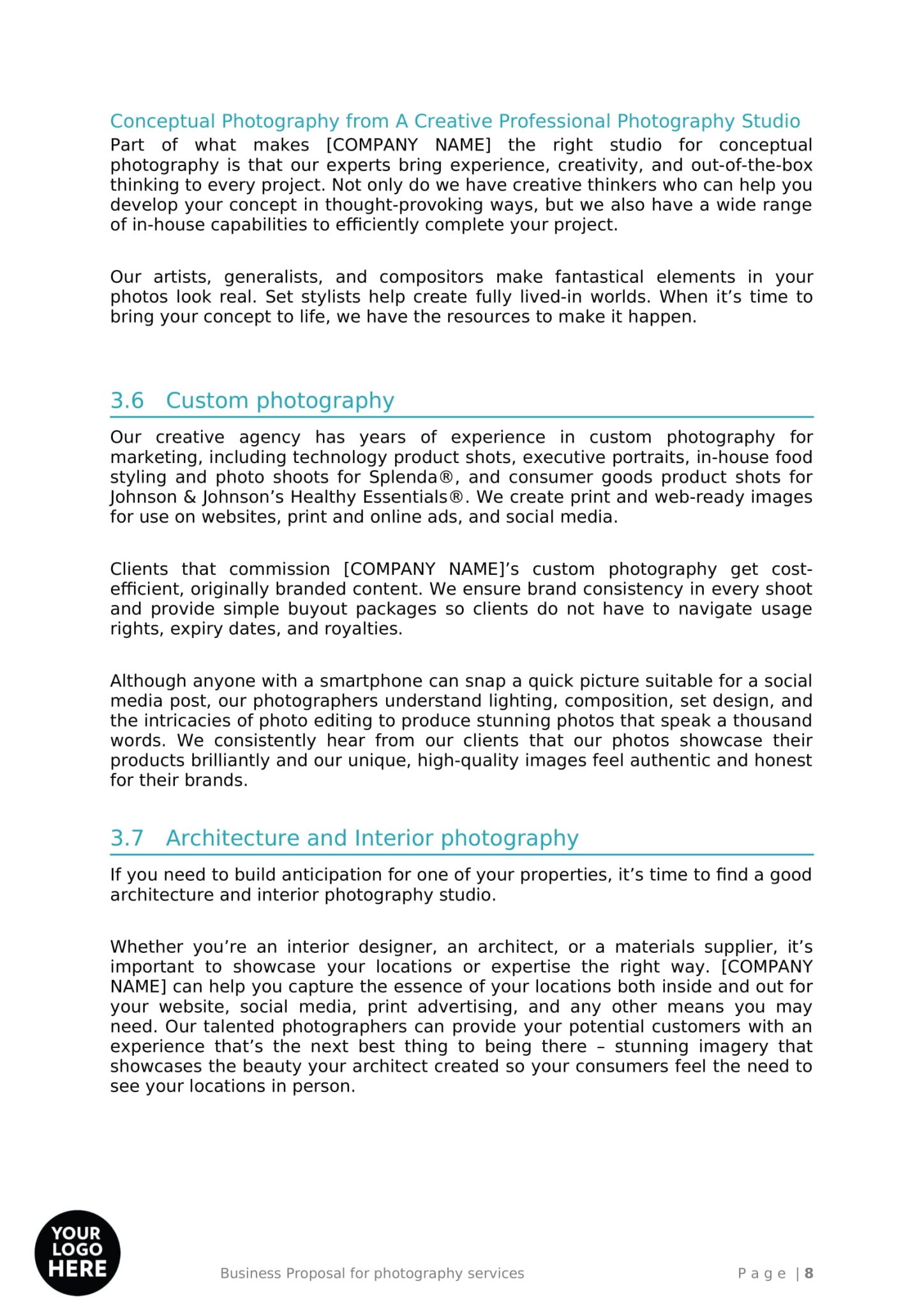 Photography Services Proposal Template - RFPLY - Proposal Templates