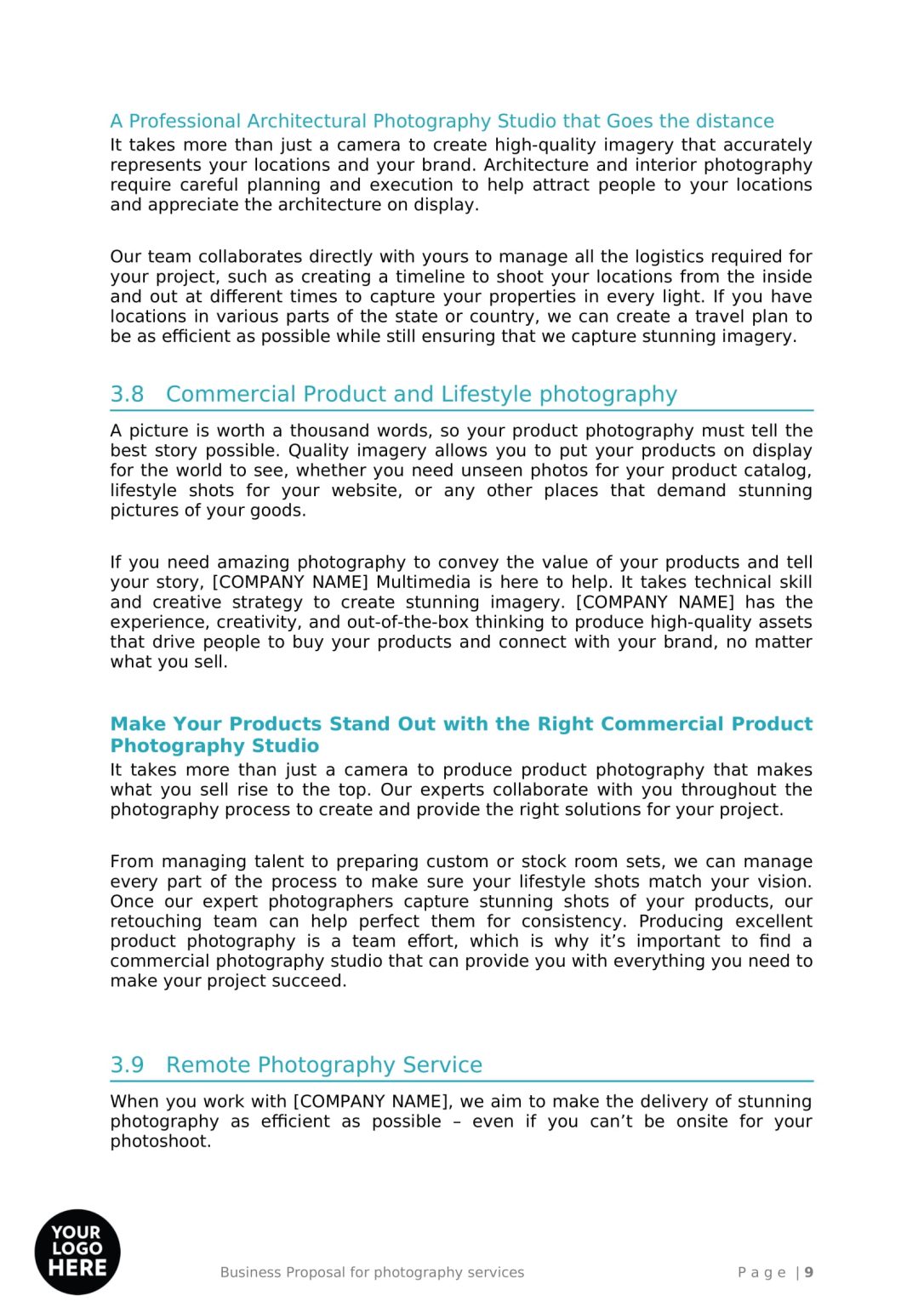 Photography Services Proposal Template - RFPLY