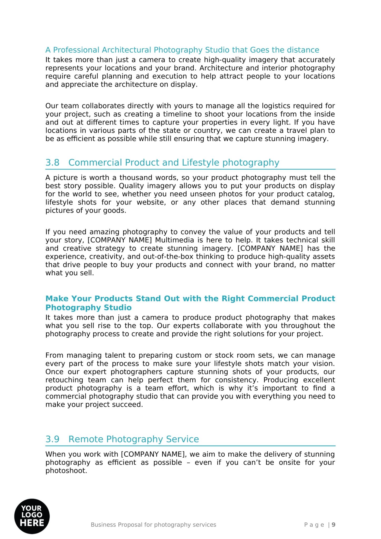 Photography Services Proposal Template - RFPLY - Proposal Templates