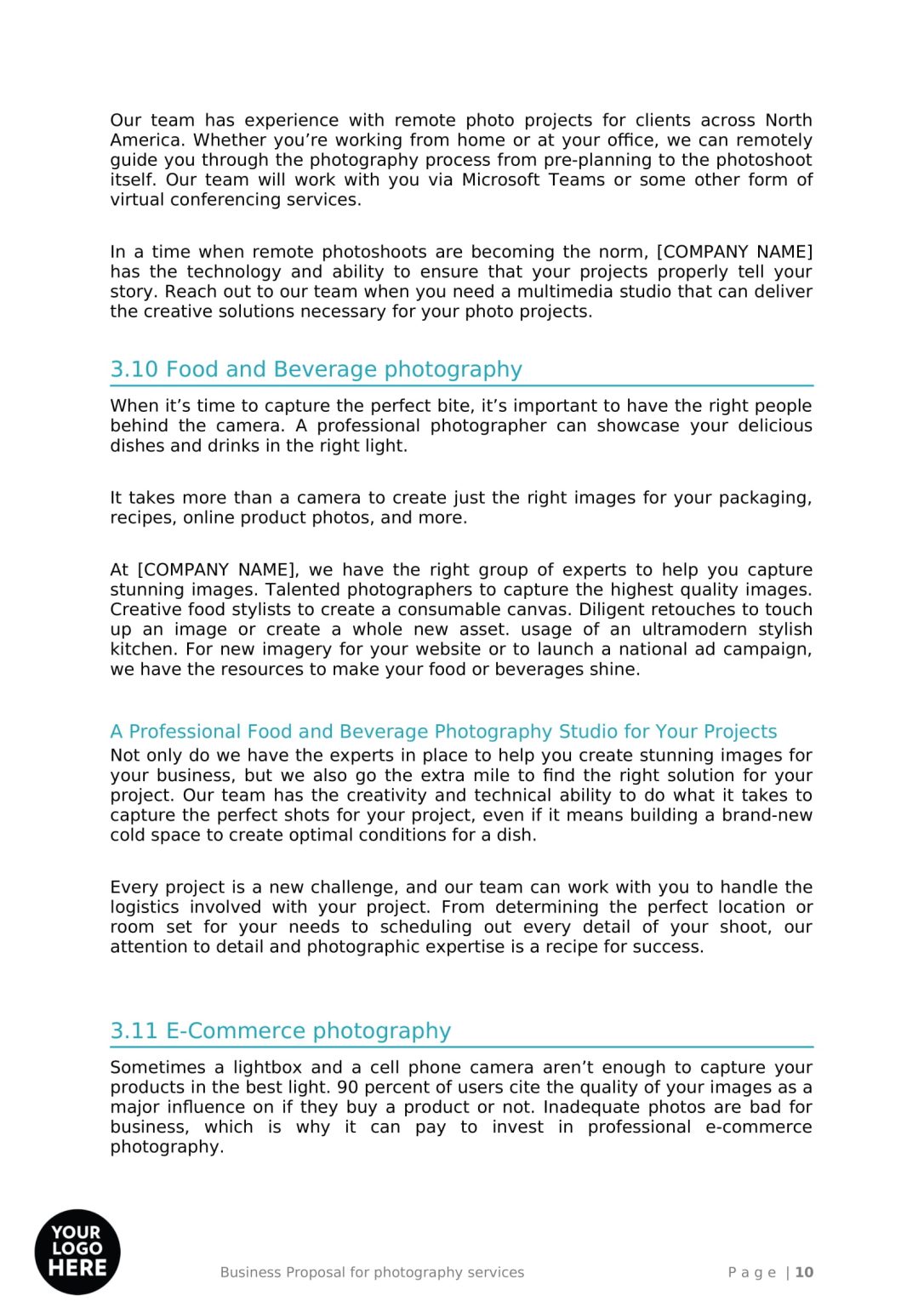 Photography Services Proposal Template - RFPLY - Proposal Templates
