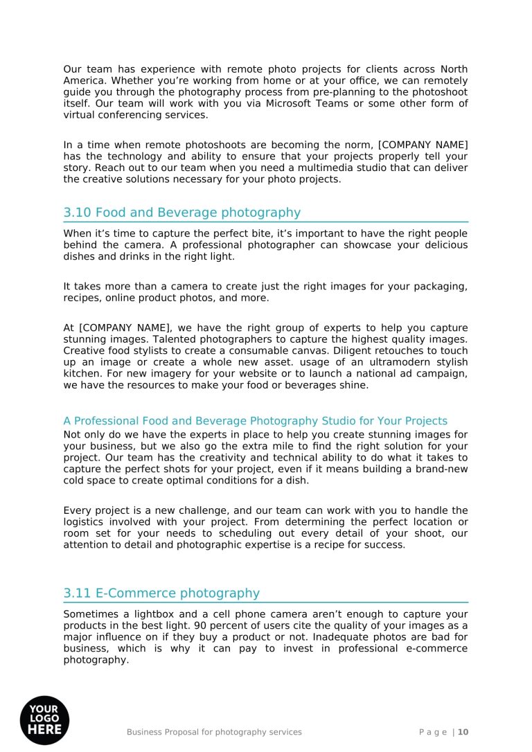 Photography Services Proposal Template - RFPLY - Proposal Templates
