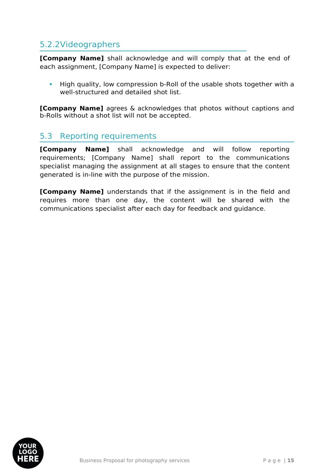 Photography Services Proposal Template - RFPLY - Proposal Templates