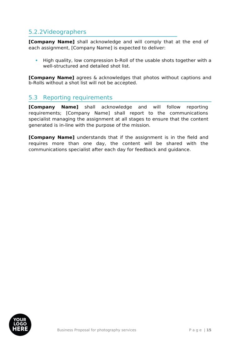 Photography Services Proposal Template - RFPLY