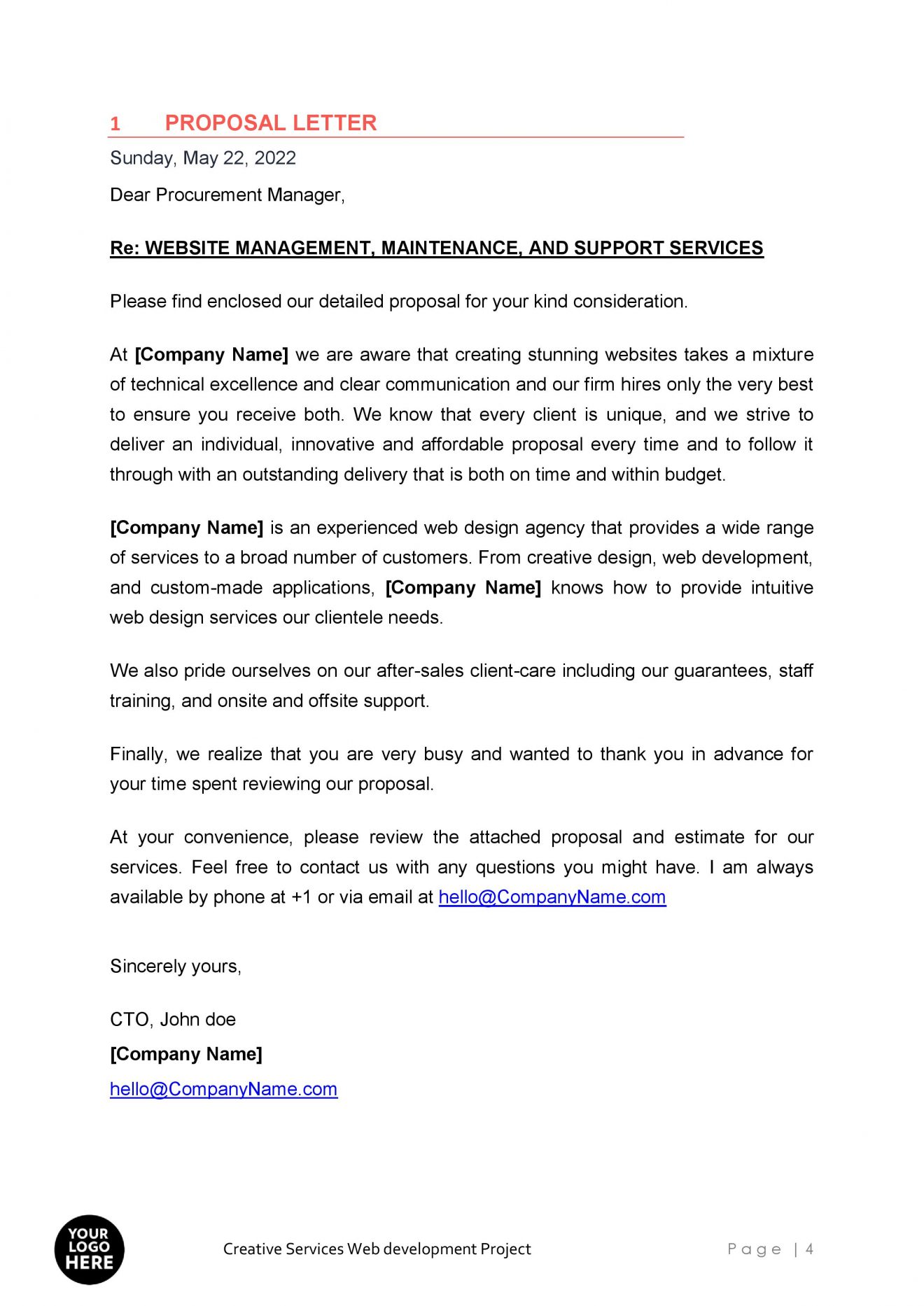 Website Development Services Proposal Template - RFPLY - Proposal Templates