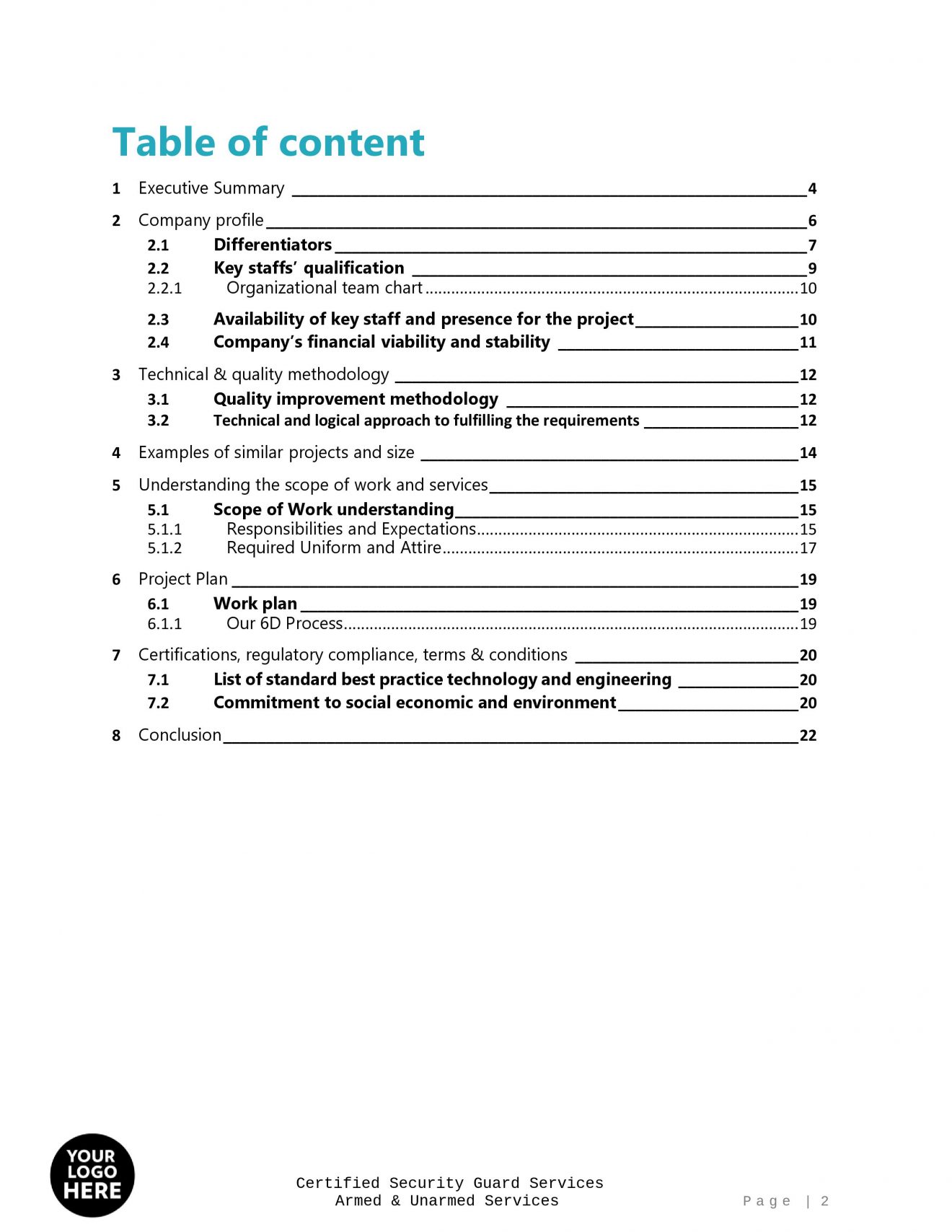 Certified Security Guard Services Proposal Template - RFPLY - Proposal ...