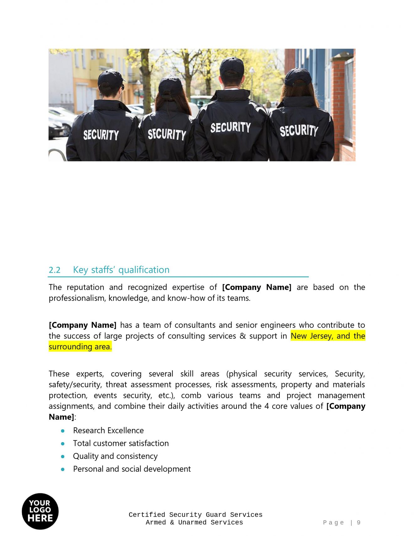 Certified Security Guard Services Proposal Template - RFPLY - Proposal ...