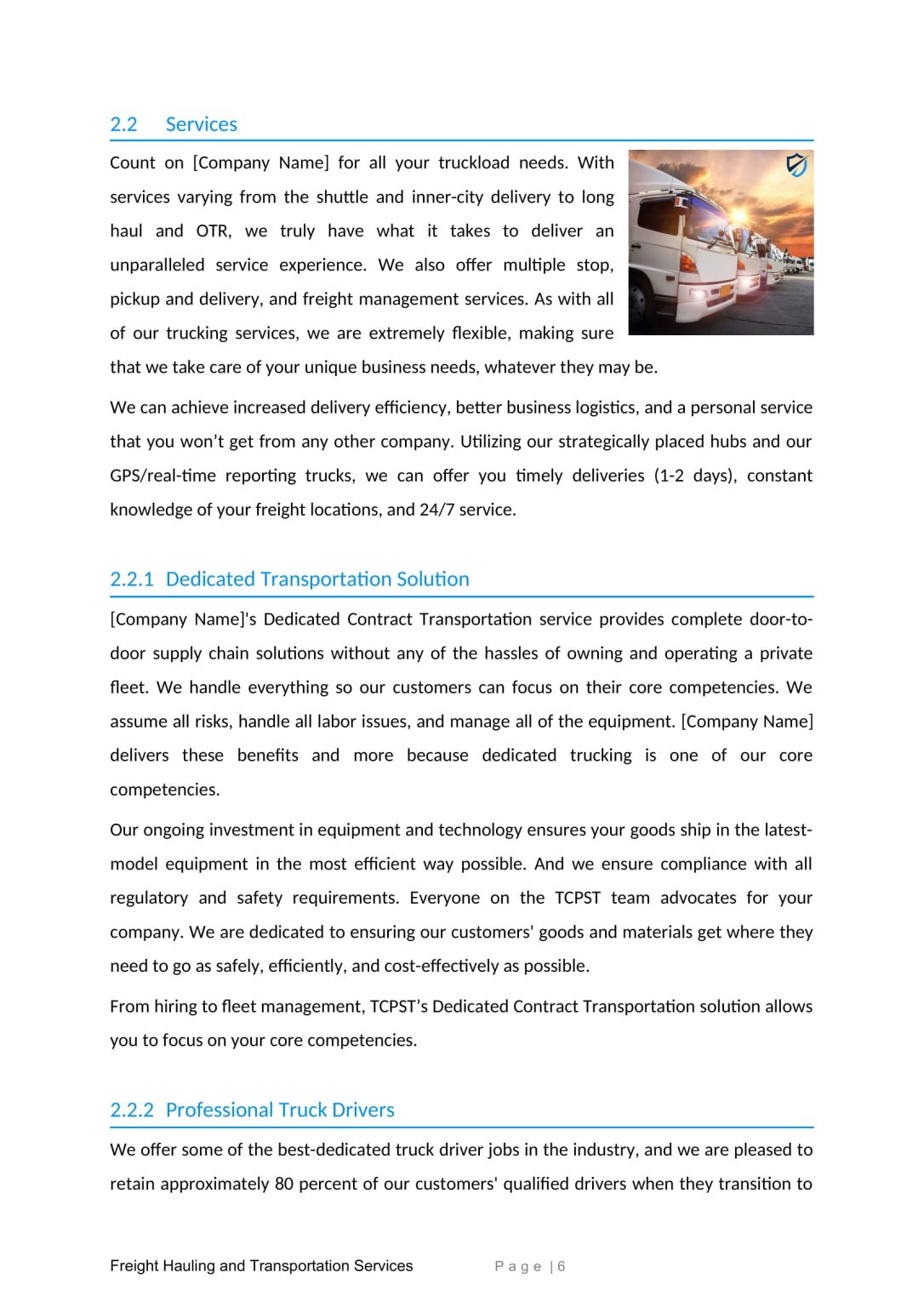 Freight Hauling and Transportation Services Proposal Template - RFPLY ...