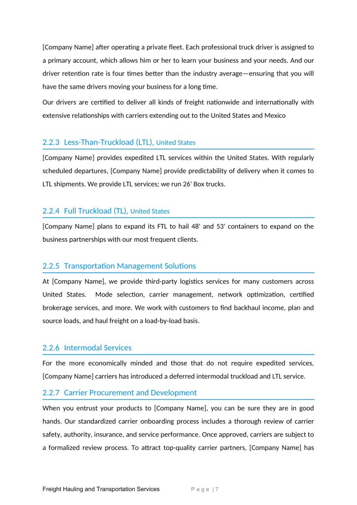 Freight Hauling and Transportation Services Proposal Template - RFPLY ...