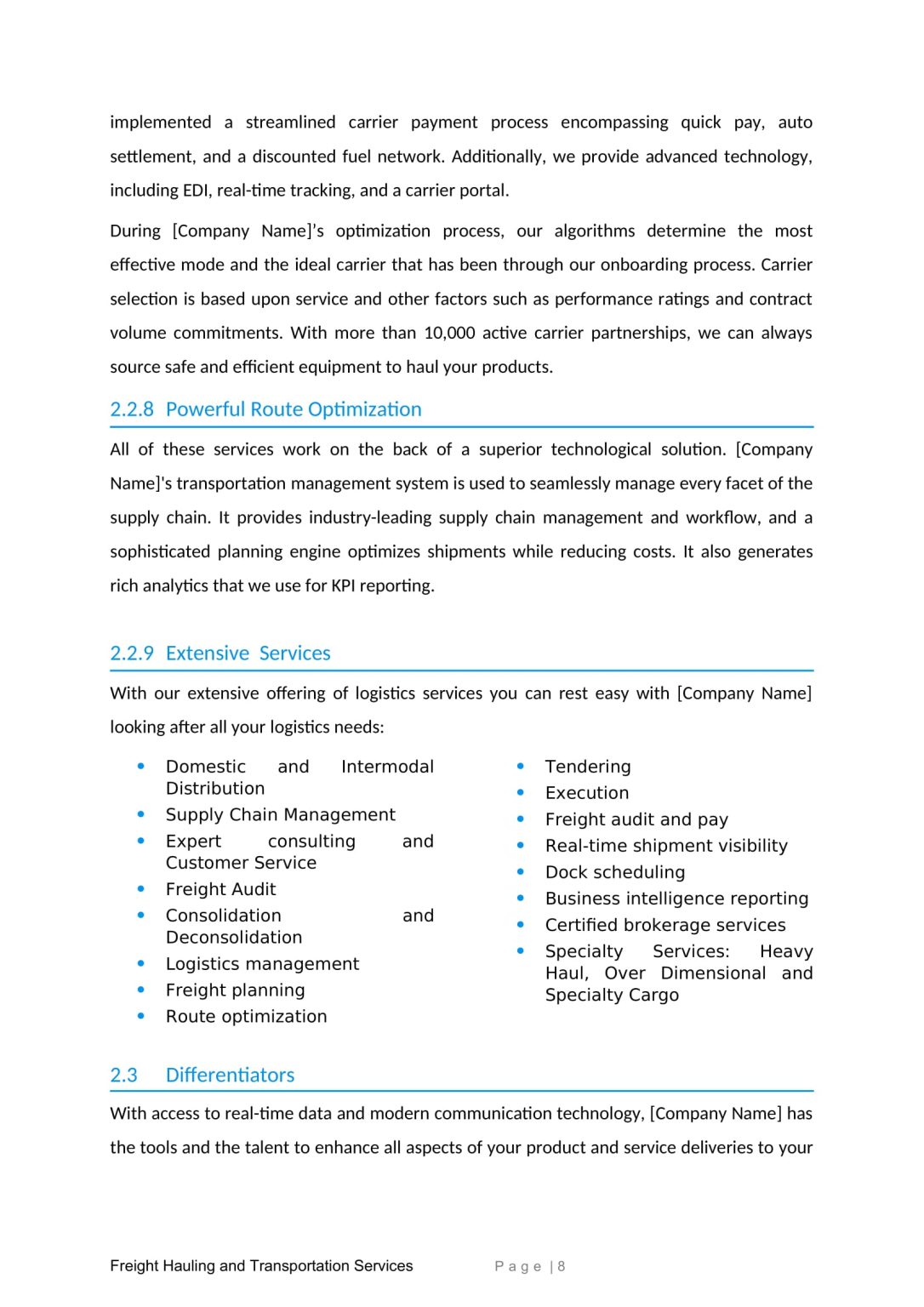 Freight Hauling and Transportation Services Proposal Template - RFPLY ...