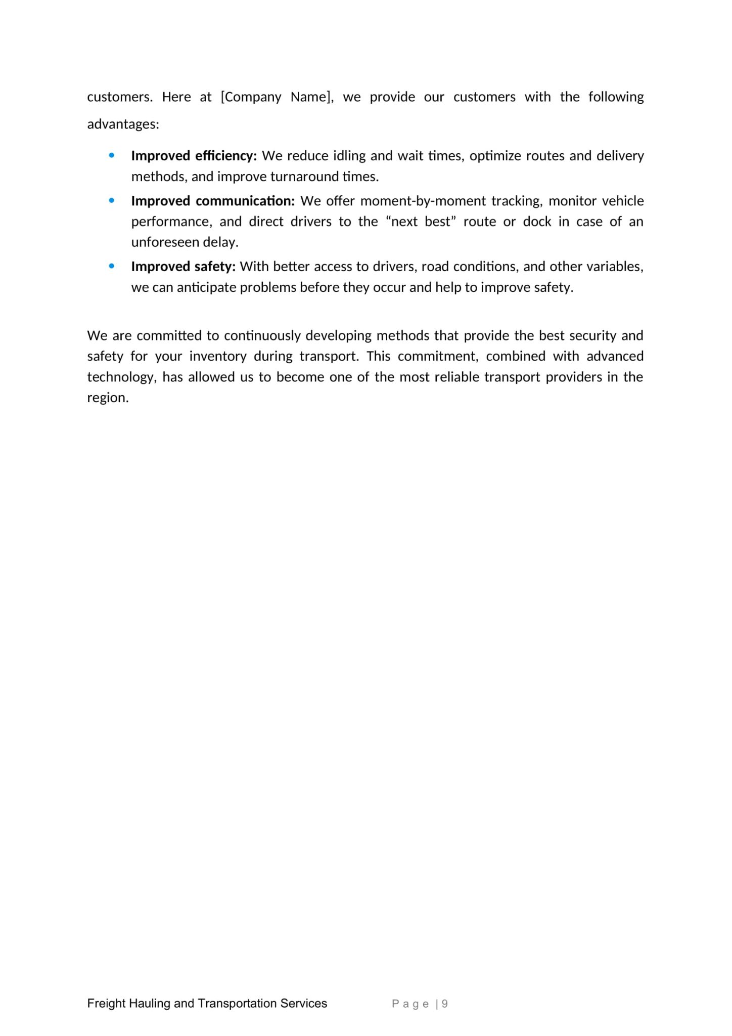 Freight Hauling and Transportation Services Proposal Template - RFPLY ...