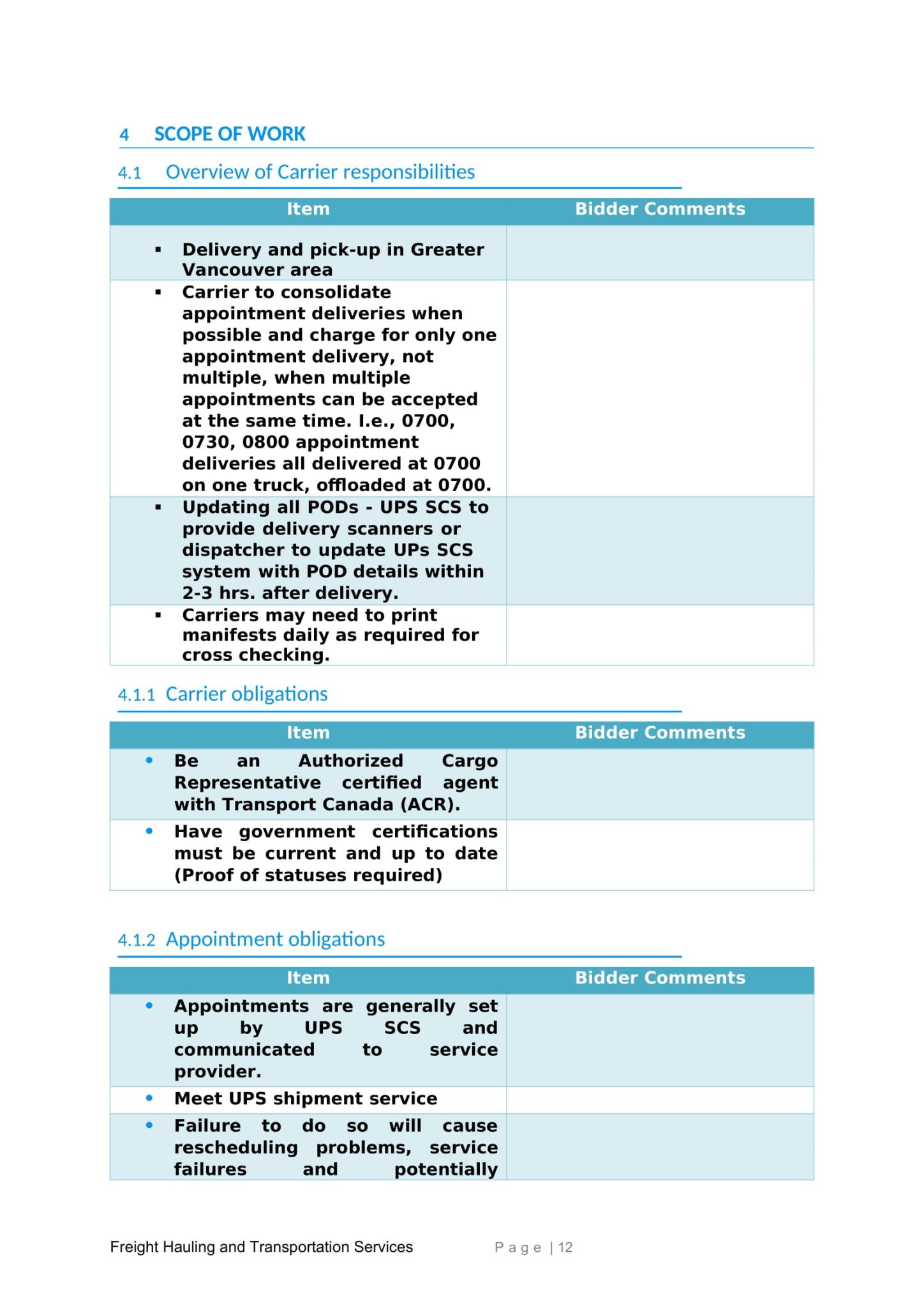 Freight Hauling and Transportation Services Proposal Template - RFPLY ...