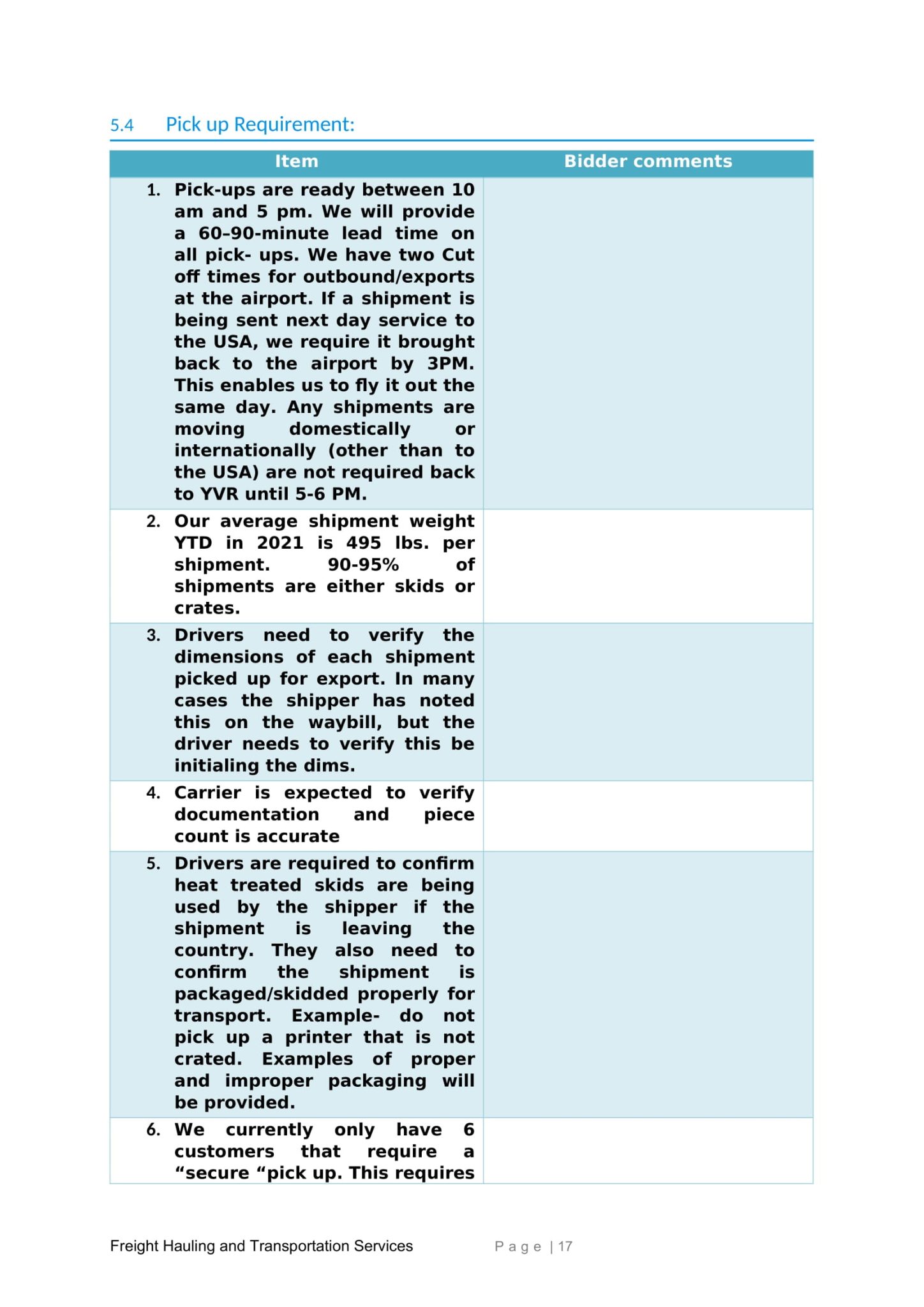 Freight Hauling and Transportation Services Proposal Template - RFPLY ...