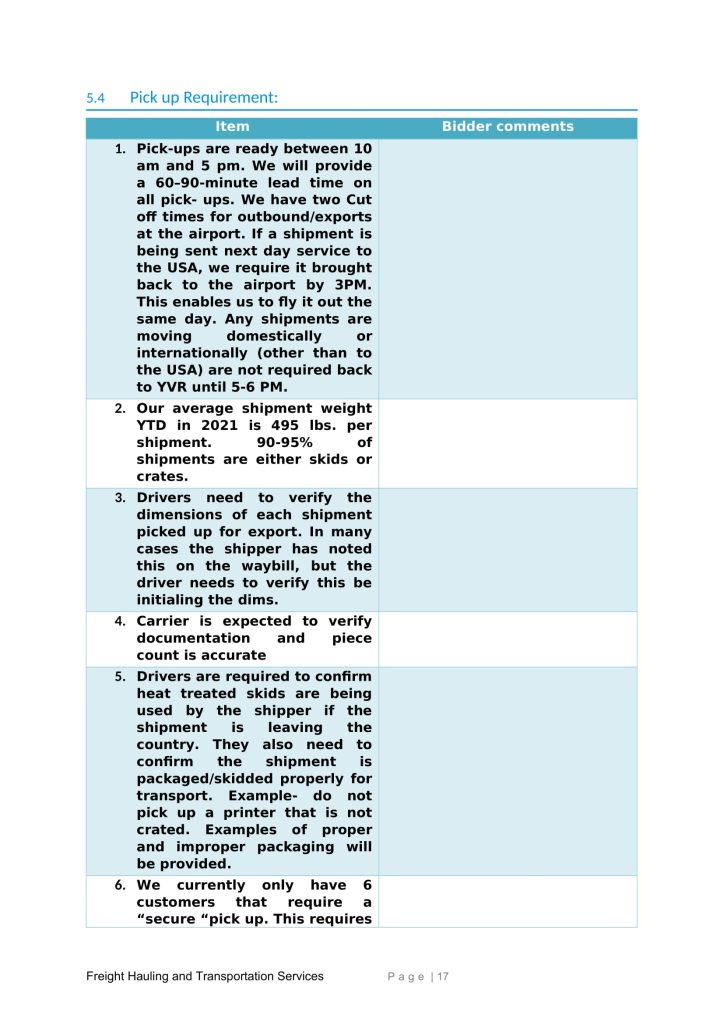 Freight Hauling and Transportation Services Proposal Template - RFPLY ...