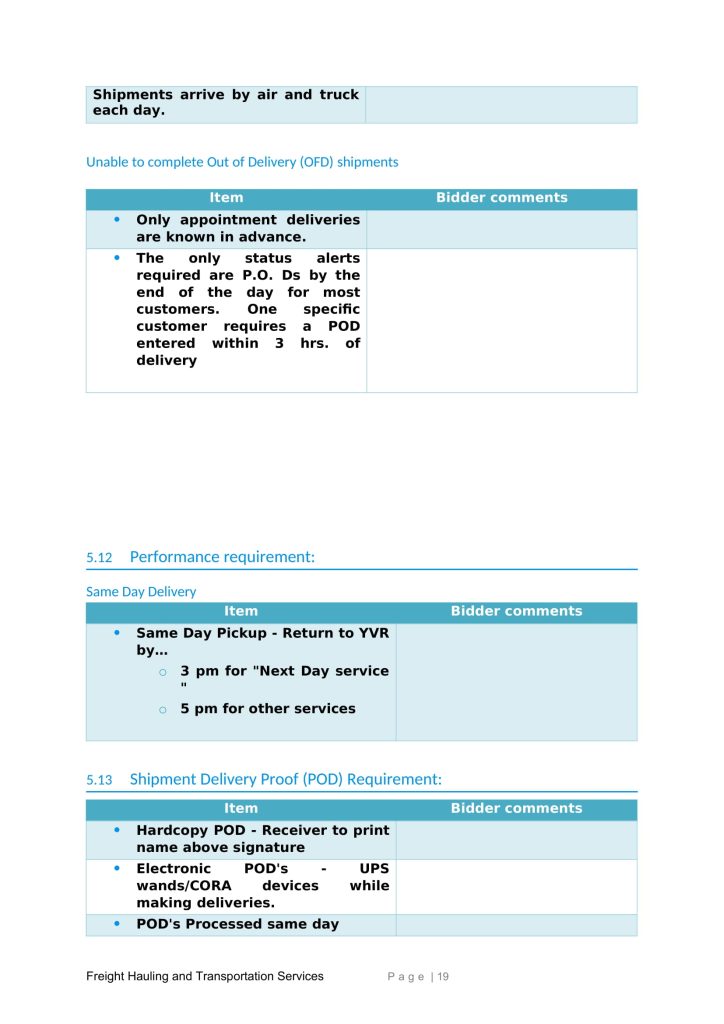 Freight Hauling and Transportation Services Proposal Template - RFPLY ...