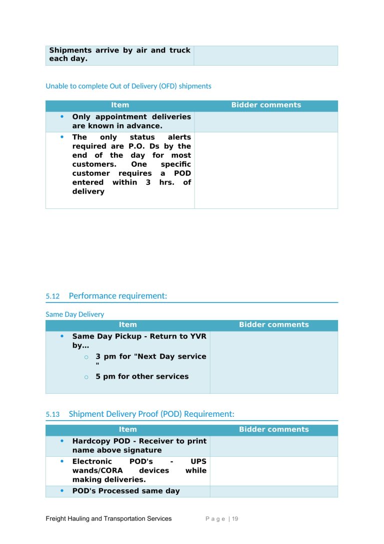 Freight Hauling and Transportation Services Proposal Template - RFPLY ...