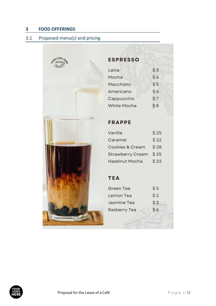 Café Lease Business Proposal Template - RFPLY - Proposal Templates