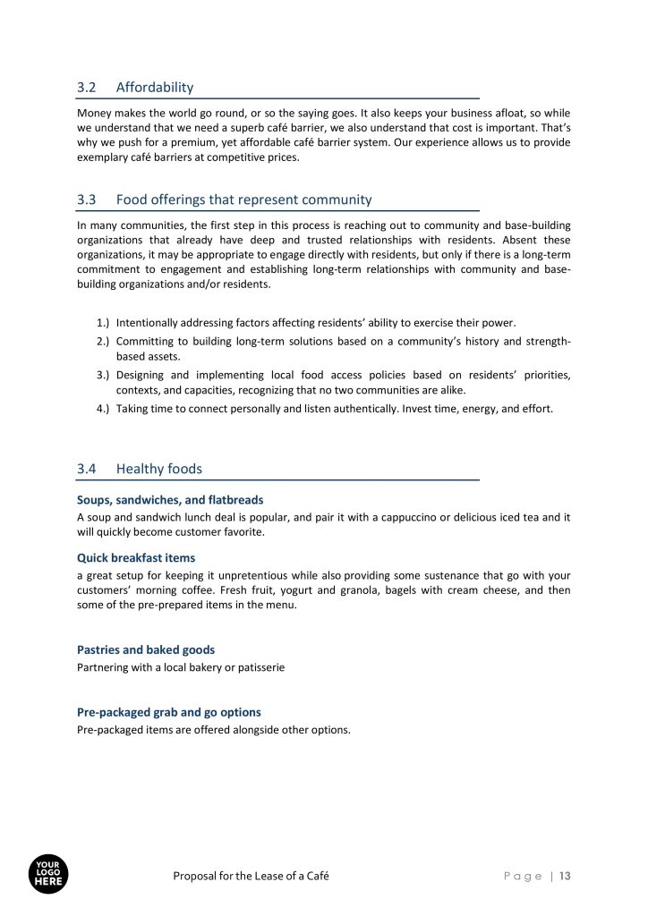 Café Lease Business Proposal Template - RFPLY