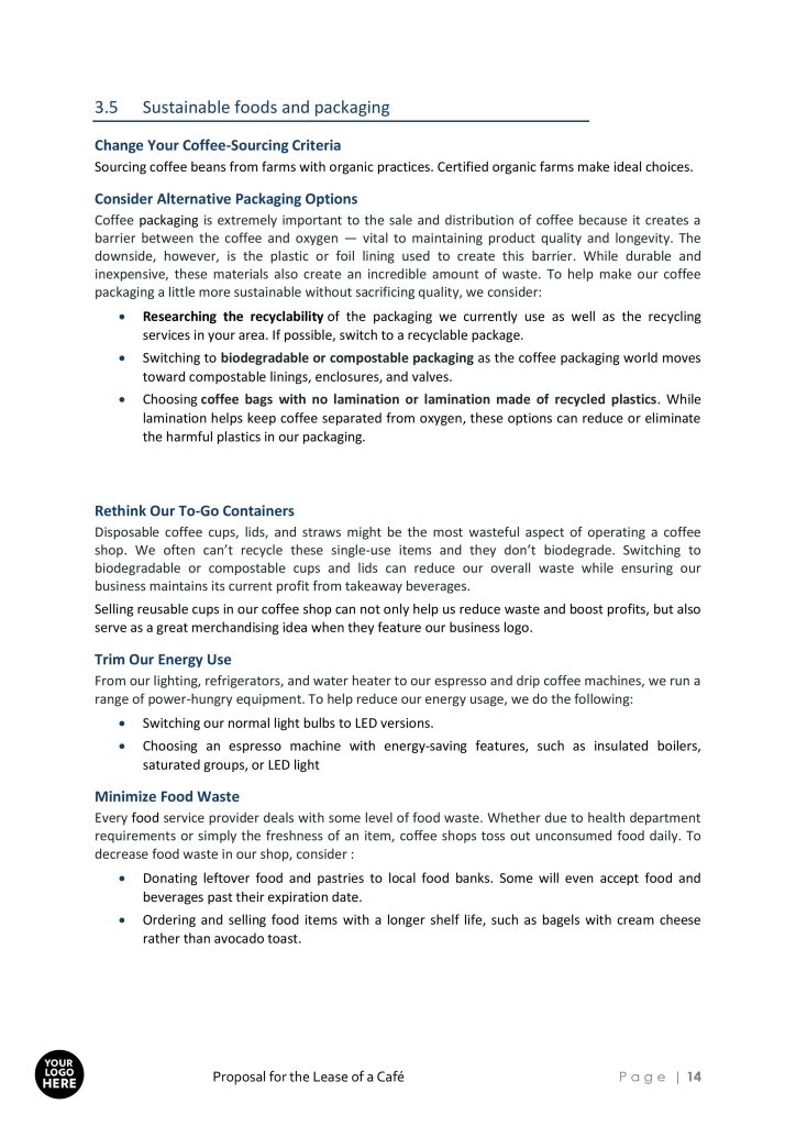 Café Lease Business Proposal Template - RFPLY - Proposal Templates