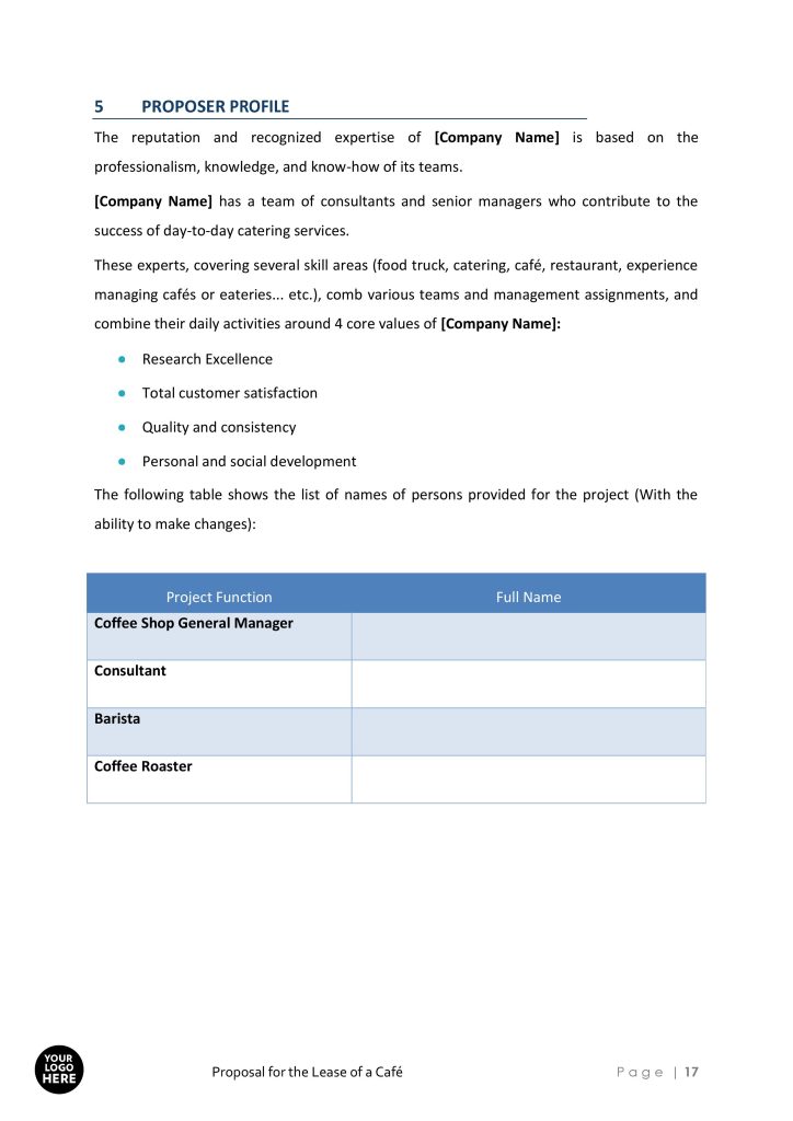 Café Lease Business Proposal Template - RFPLY - Proposal Templates