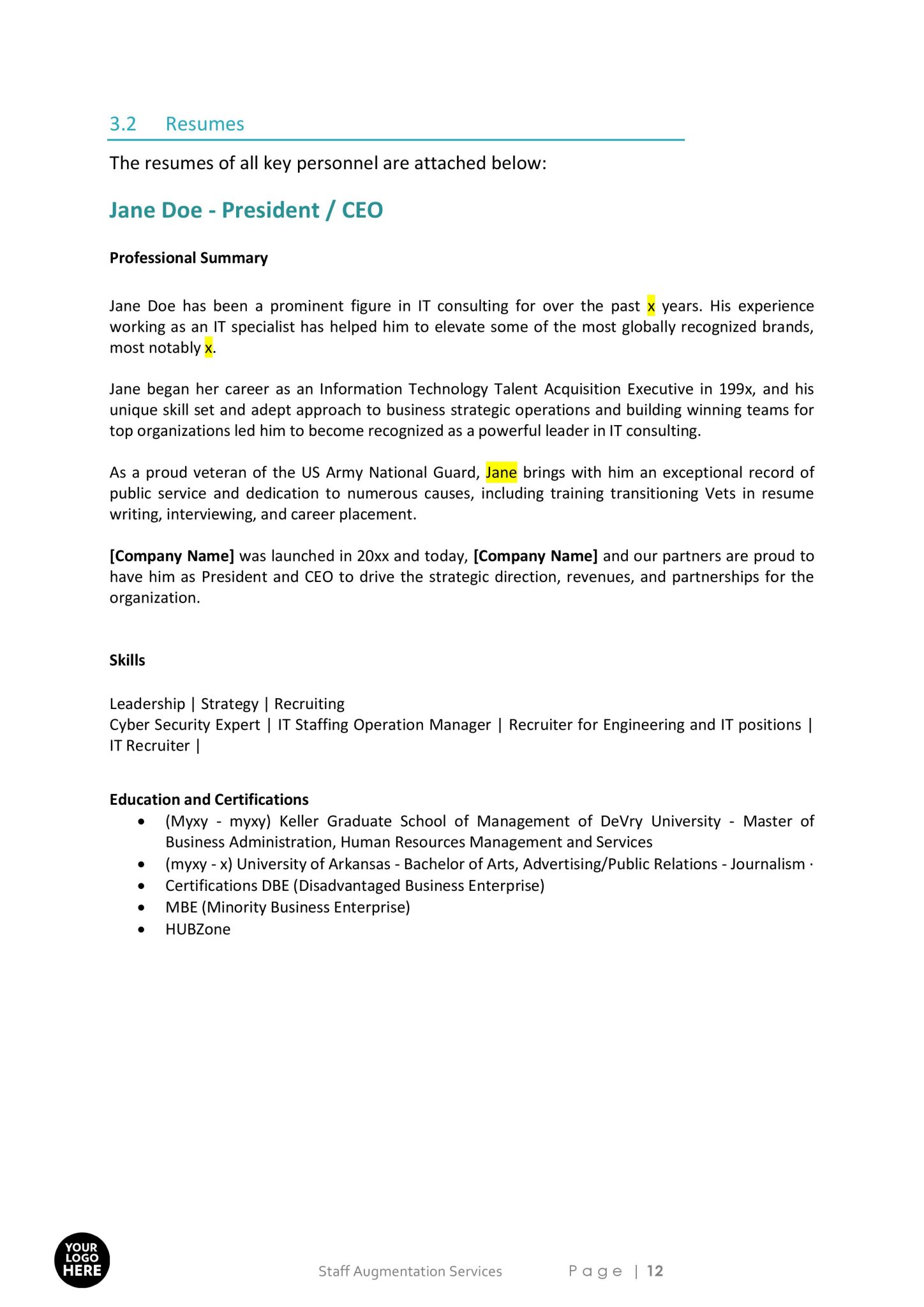 IT Staff Augmentation Services Proposal Template - RFPLY - Proposal ...