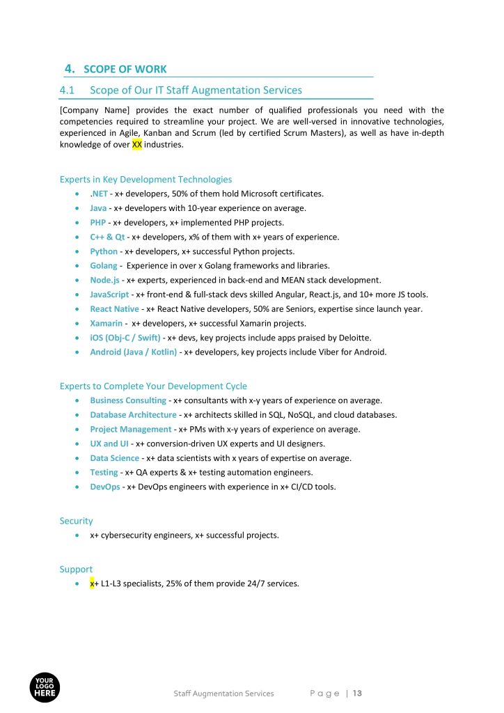 IT Staff Augmentation Services Proposal Template - RFPLY - Proposal ...