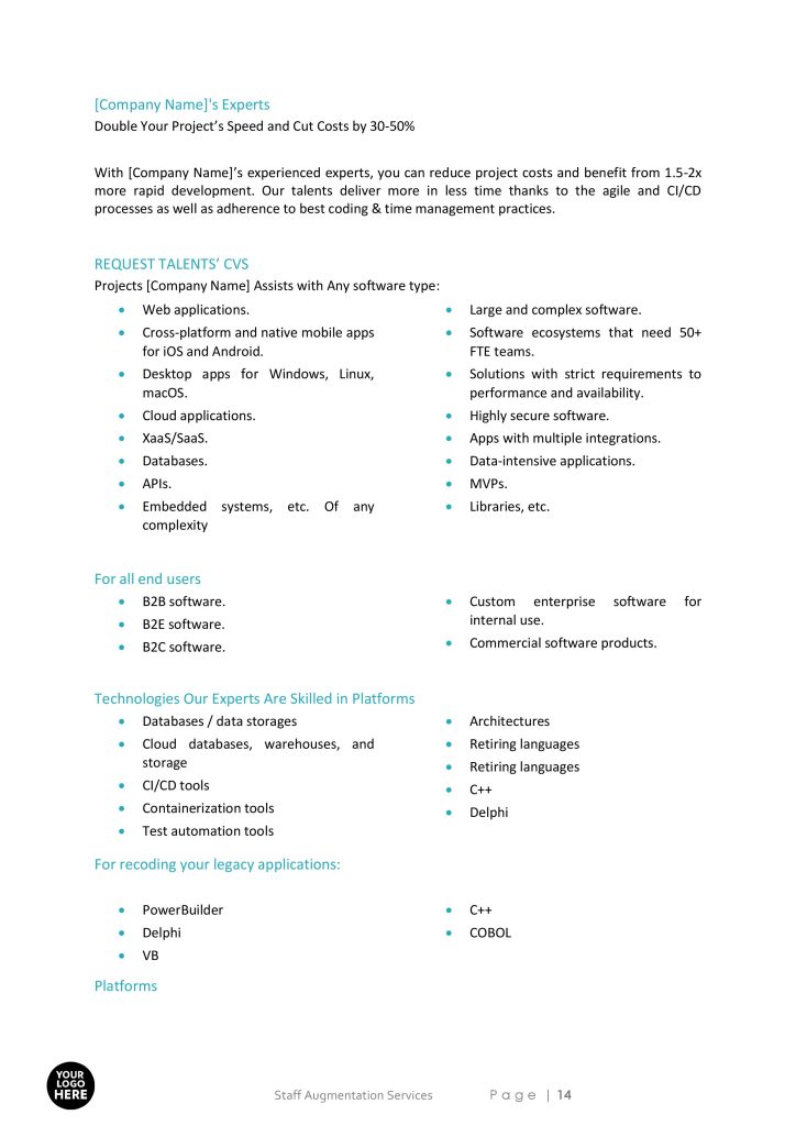 IT Staff Augmentation Services Proposal Template - RFPLY - Proposal ...