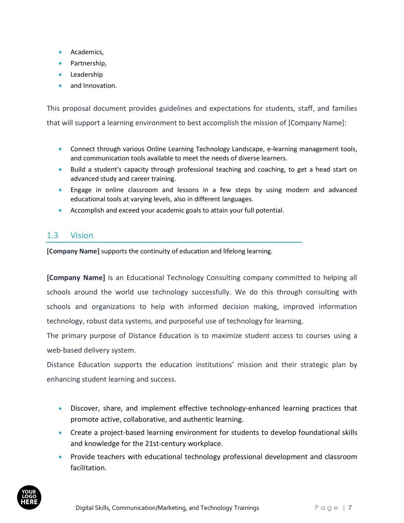 Upskilling Training Digital Skills Services Proposal Template - RFPLY