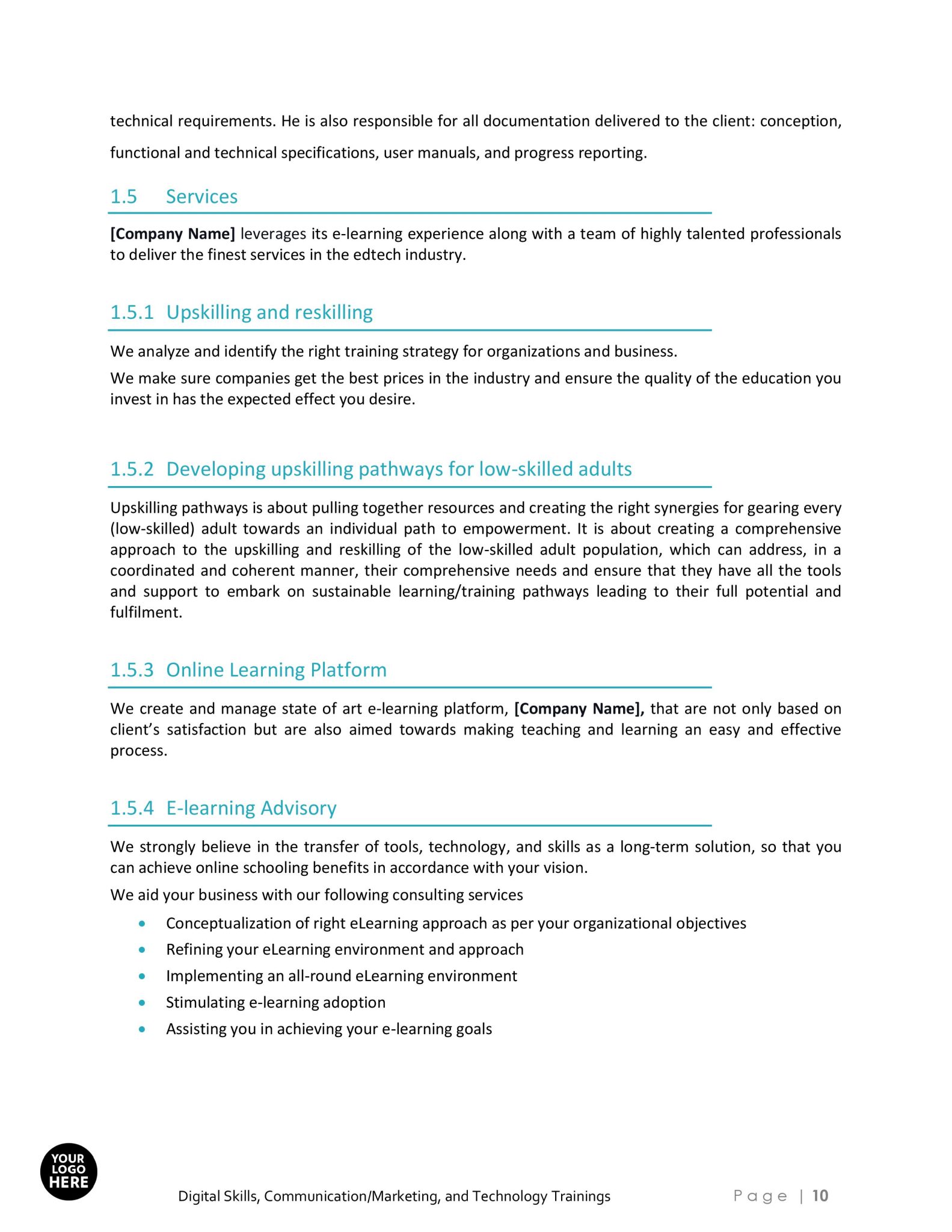 Upskilling Training Digital Skills Services Proposal Template - RFPLY