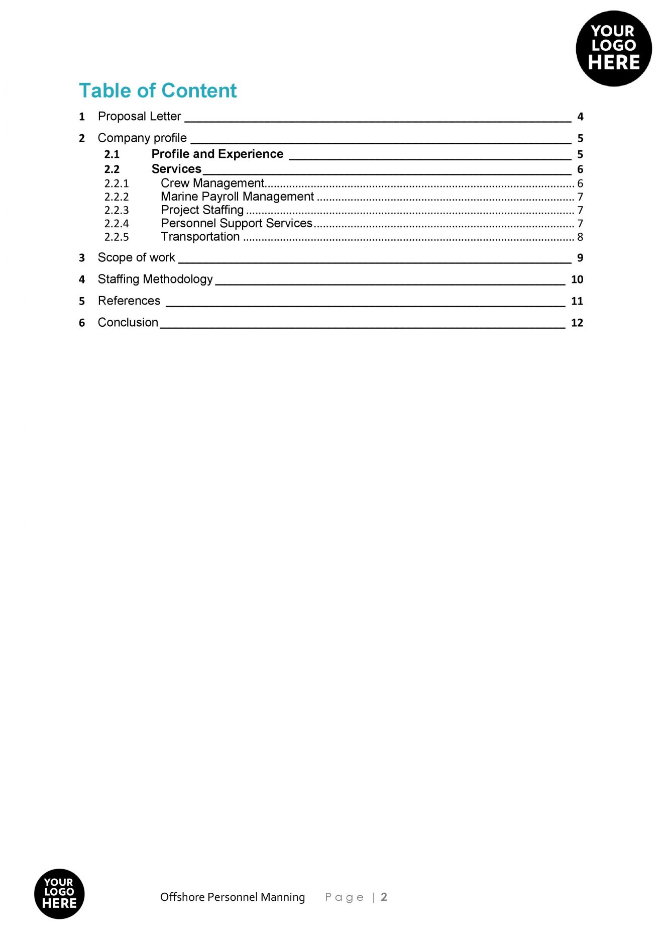 Offshore Personnel Manning Proposal Template - RFPLY
