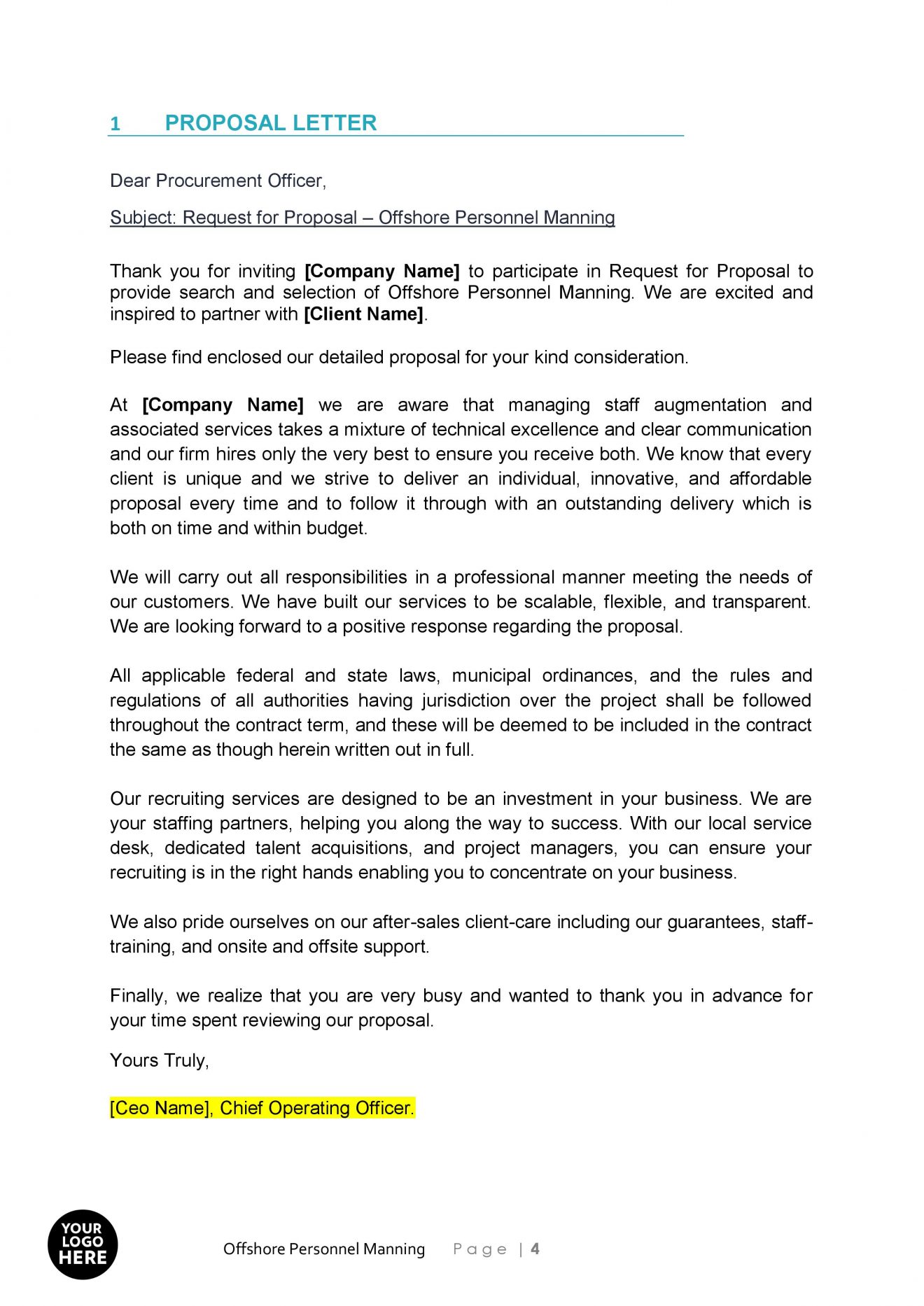 Offshore Personnel Manning Proposal Template - RFPLY