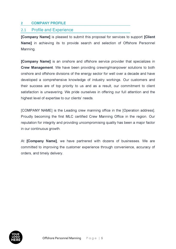 Offshore Personnel Manning Proposal Template - RFPLY