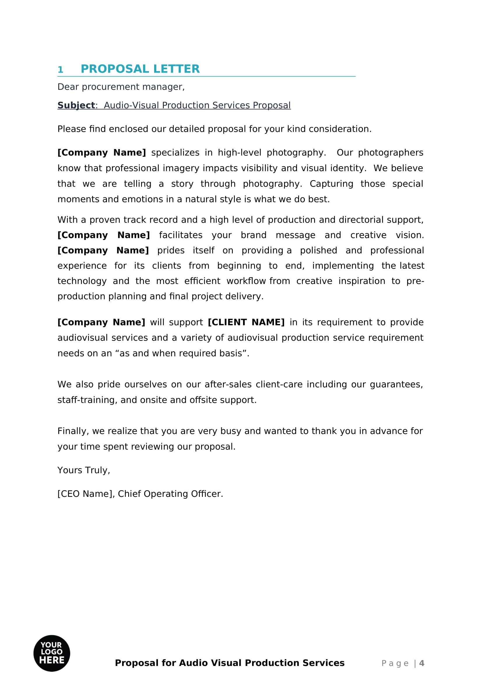 Audio Visual Production Services Proposal Template Rfply Proposal