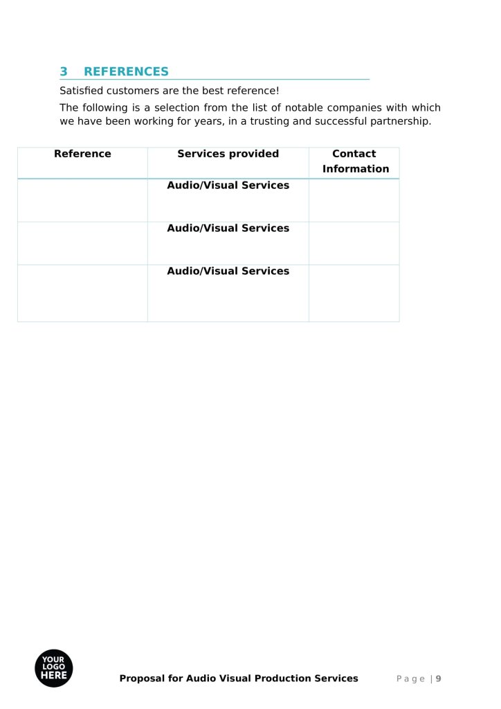 Audio Visual Production Services Proposal Template - RFPLY