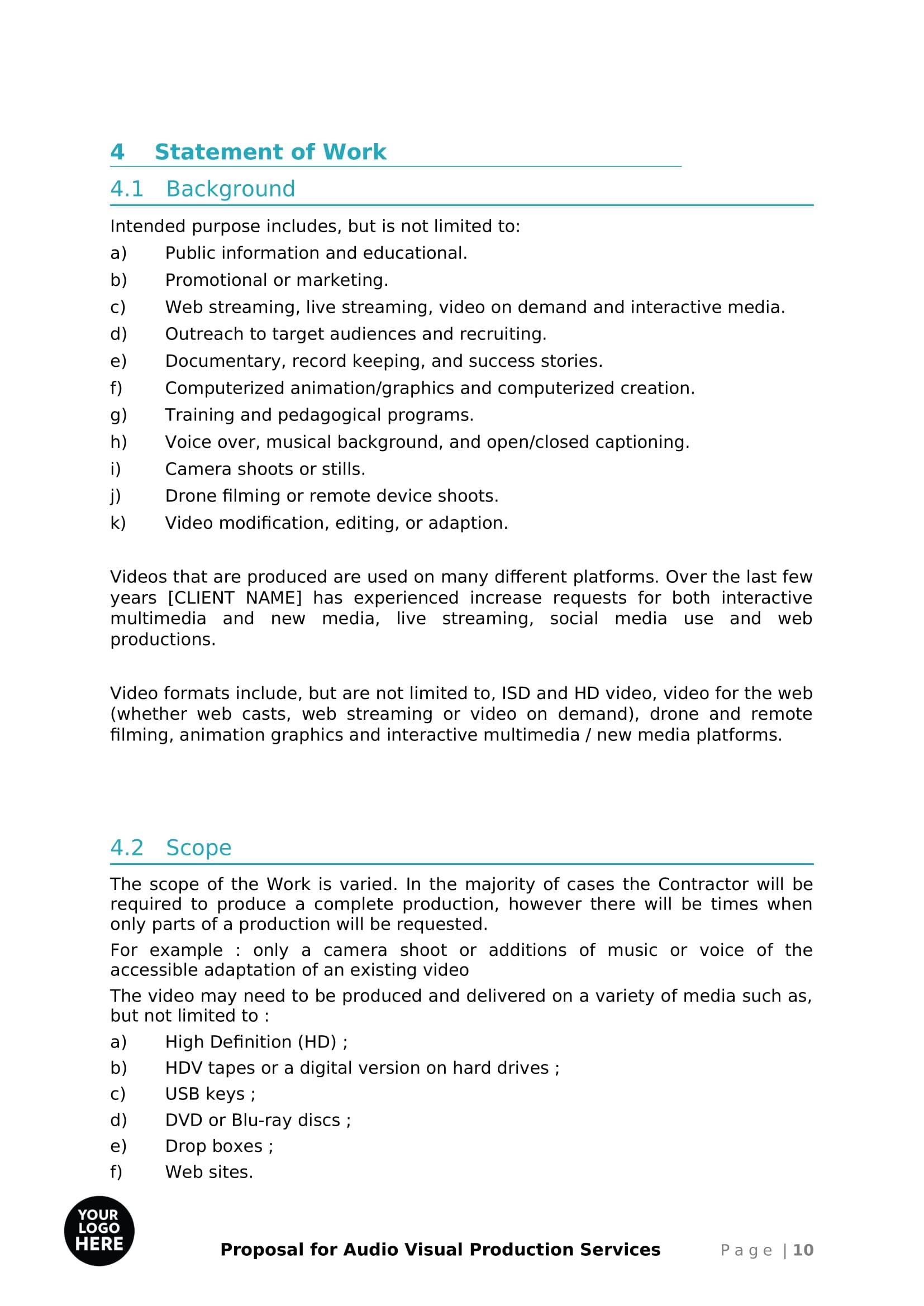 Audio Visual Production Services Proposal Template Rfply Proposal