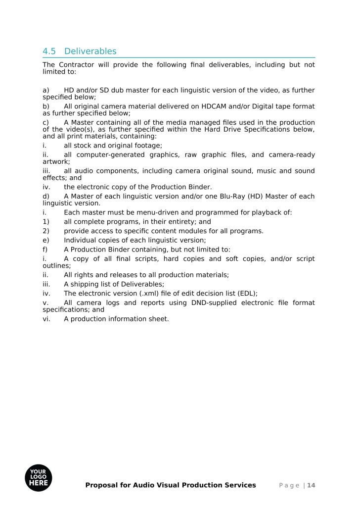 Audio Visual Production Services Proposal Template - RFPLY - Proposal ...