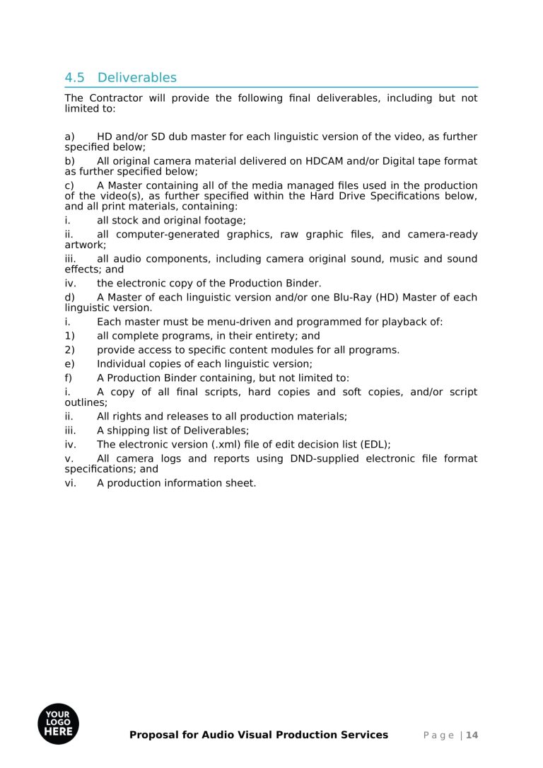 Audio Visual Production Services Proposal Template - RFPLY - Proposal ...