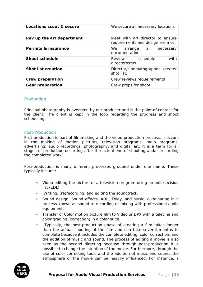 Audio Visual Production Services Proposal Template - RFPLY - Proposal ...