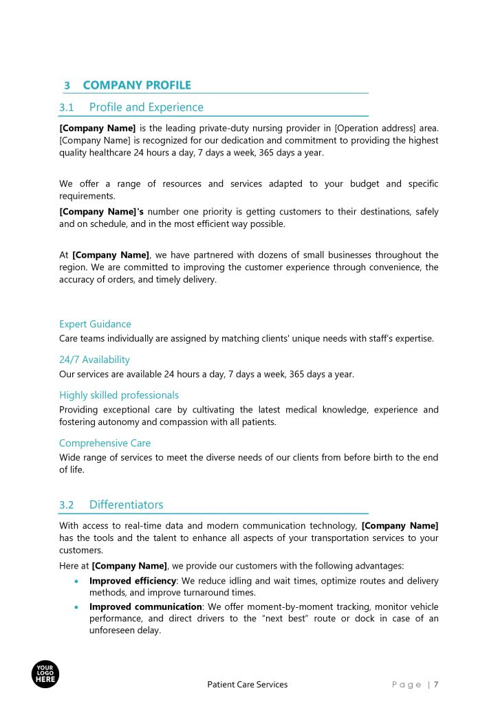 Patient Care Services Business Proposal Template - RFPLY