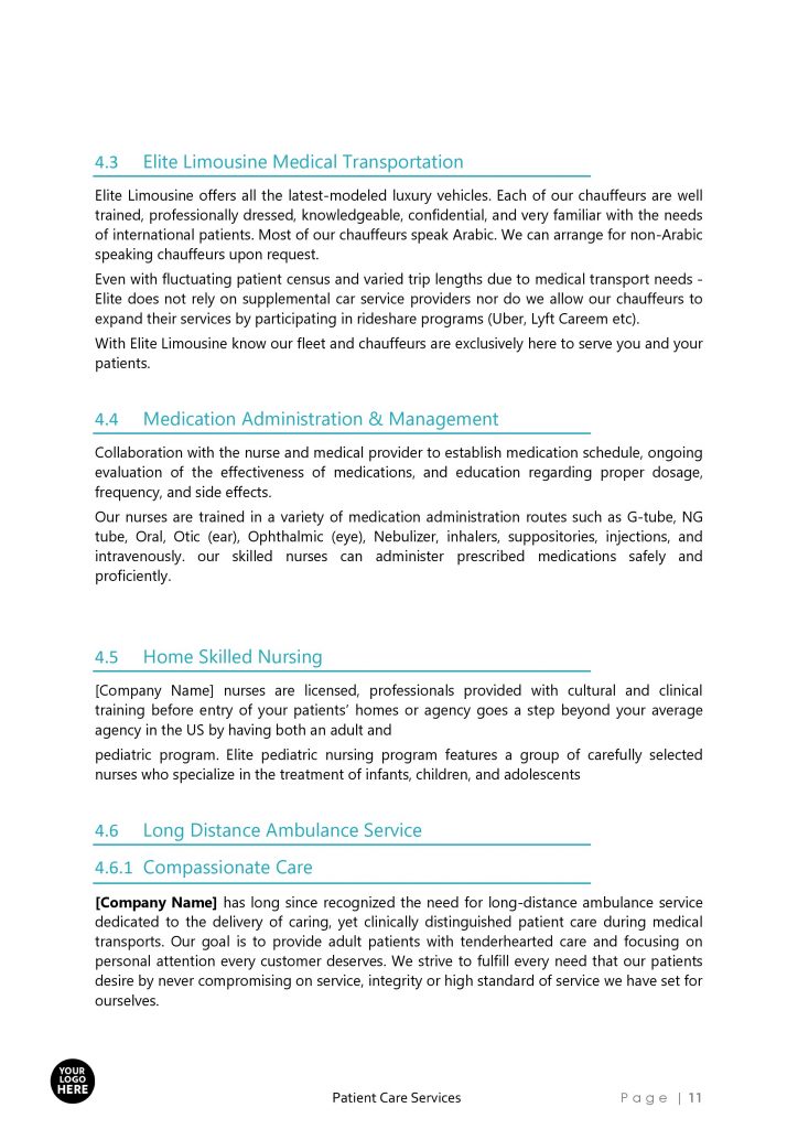 Patient Care Services Business Proposal Template - RFPLY