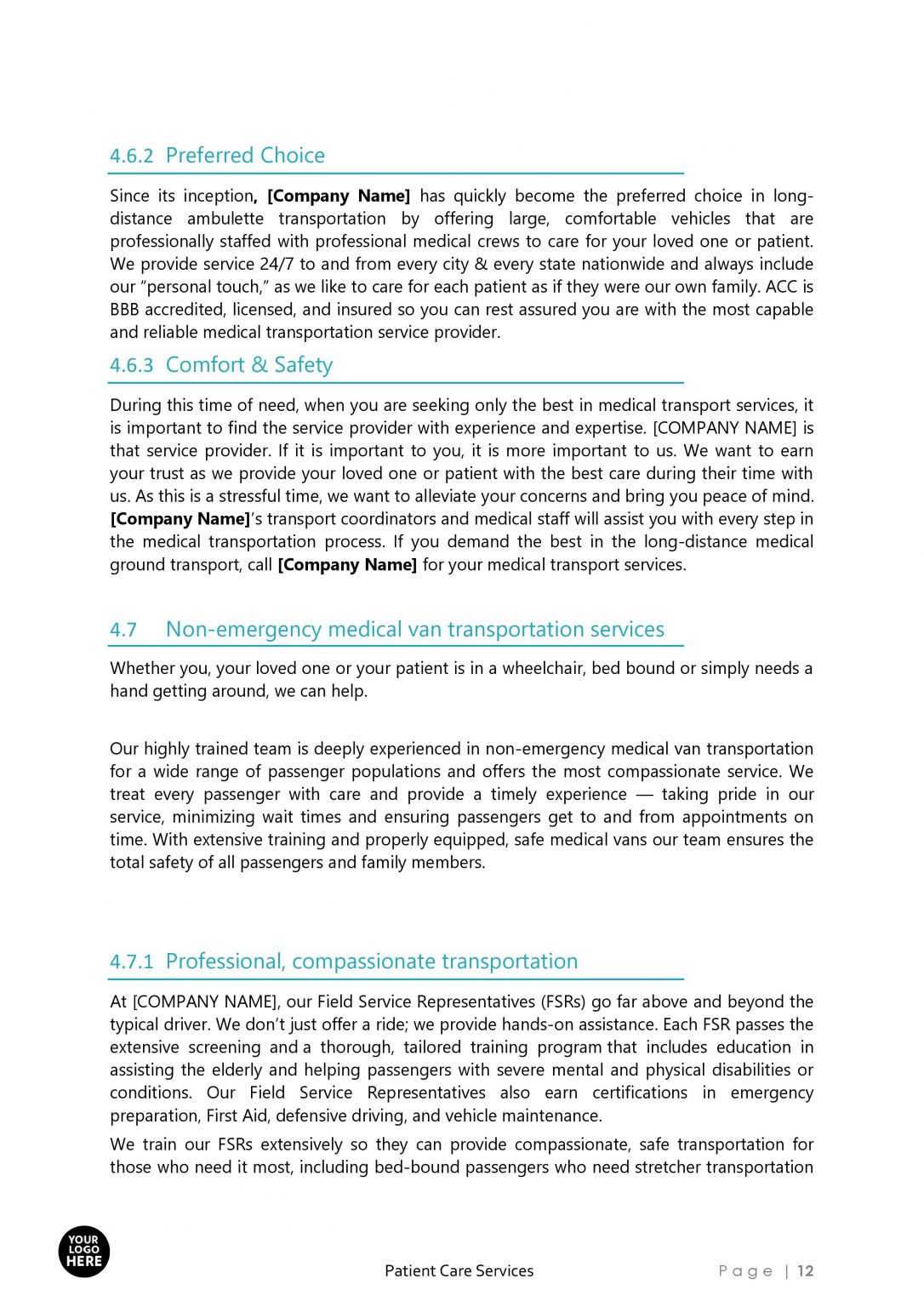 Patient Care Services Business Proposal Template - RFPLY