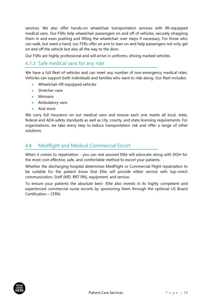 Patient Care Services Business Proposal Template - RFPLY