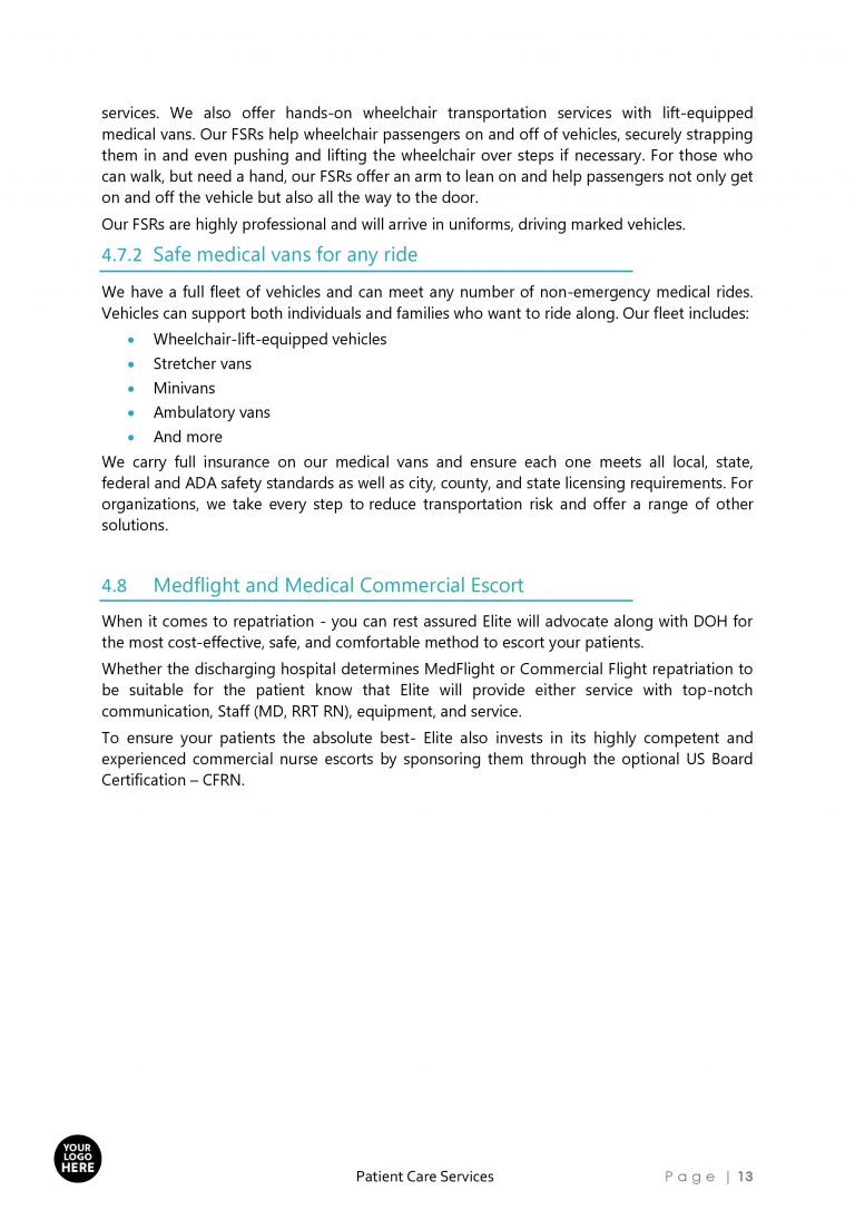 Patient Care Services Business Proposal Template - RFPLY