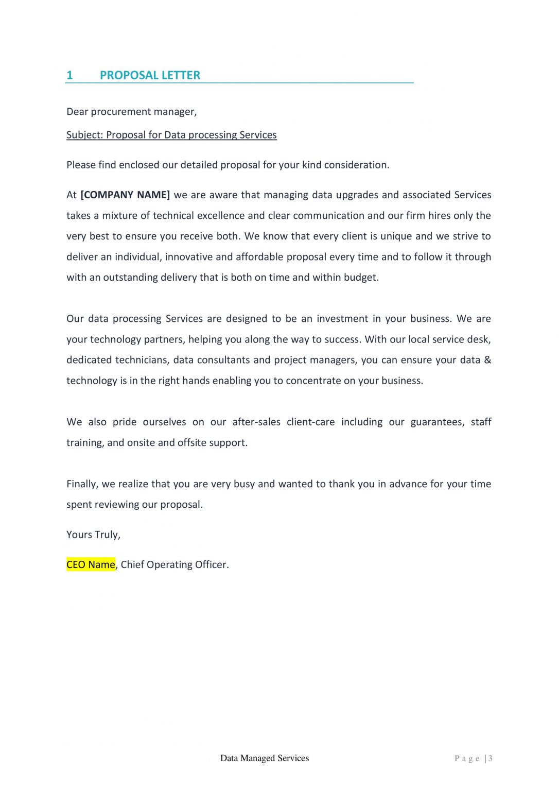 Data Processing Services Proposal Template - RFPLY - Proposal Templates