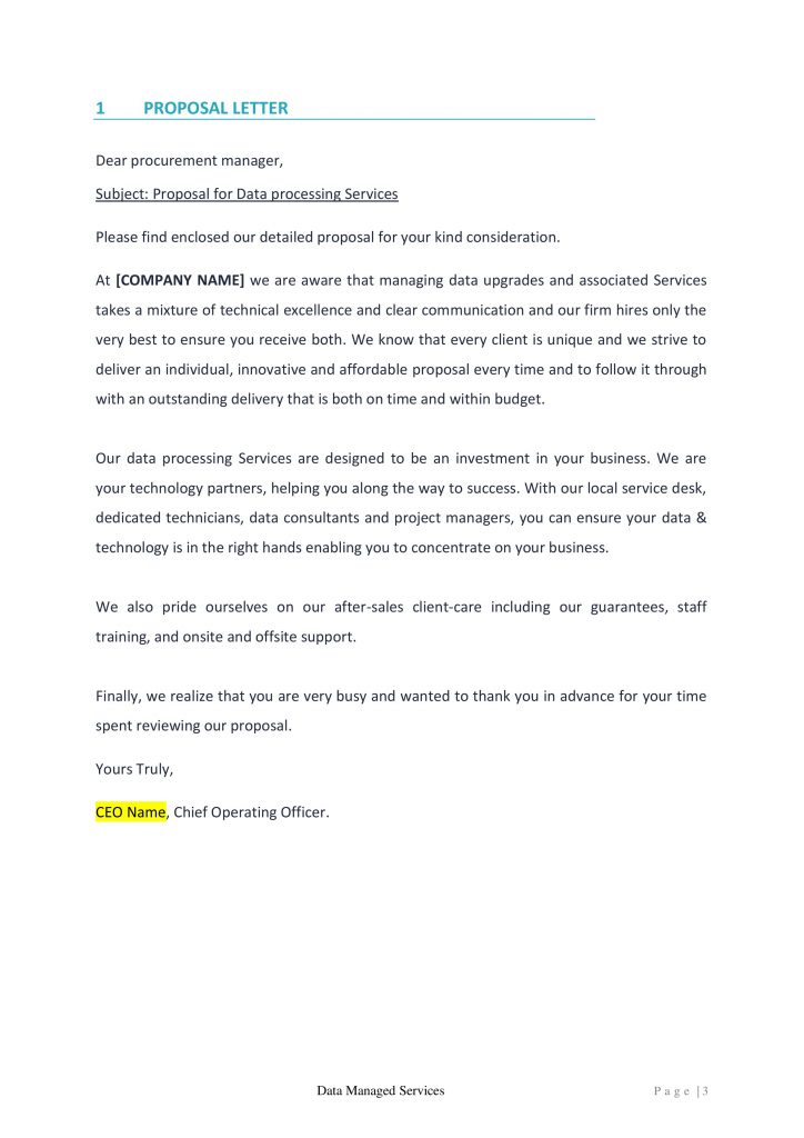 Data Processing Services Proposal Template - RFPLY - Proposal Templates