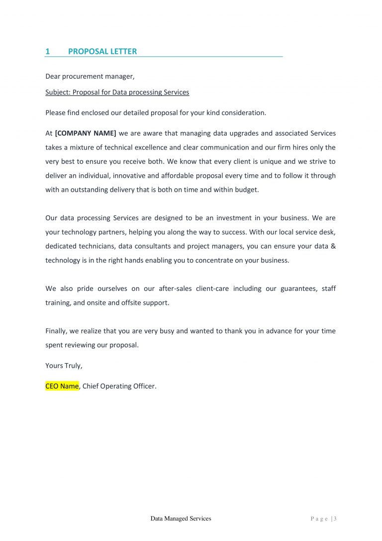 Data Processing Services Proposal Template - RFPLY - Proposal Templates